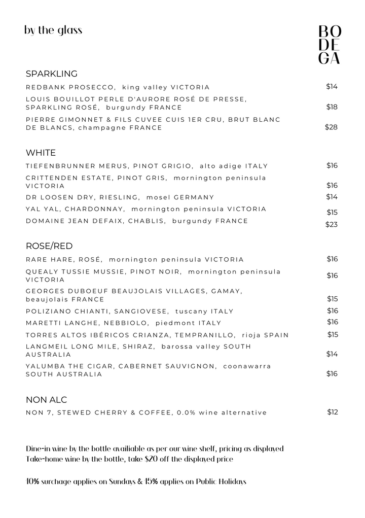 Menu – The Bodega
