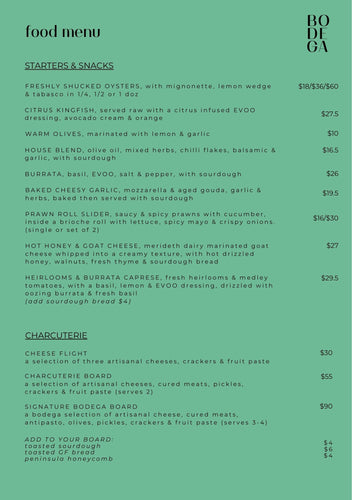 Menu – The Bodega