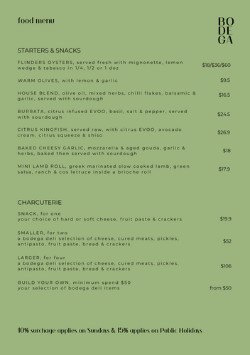 Menu – The Bodega