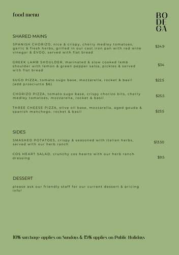 Menu – The Bodega