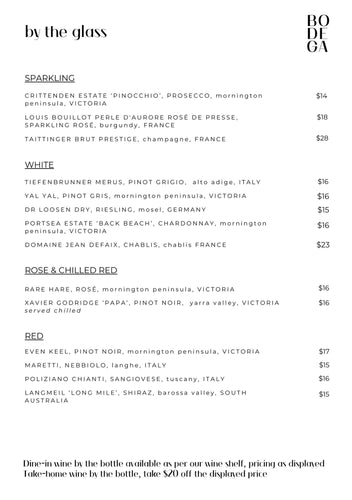 Menu – The Bodega