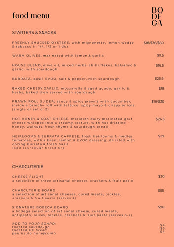 Menu – The Bodega